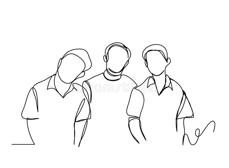 Continuous Line Drawing of a Group of Friends Enjoying a Line Dancing ...