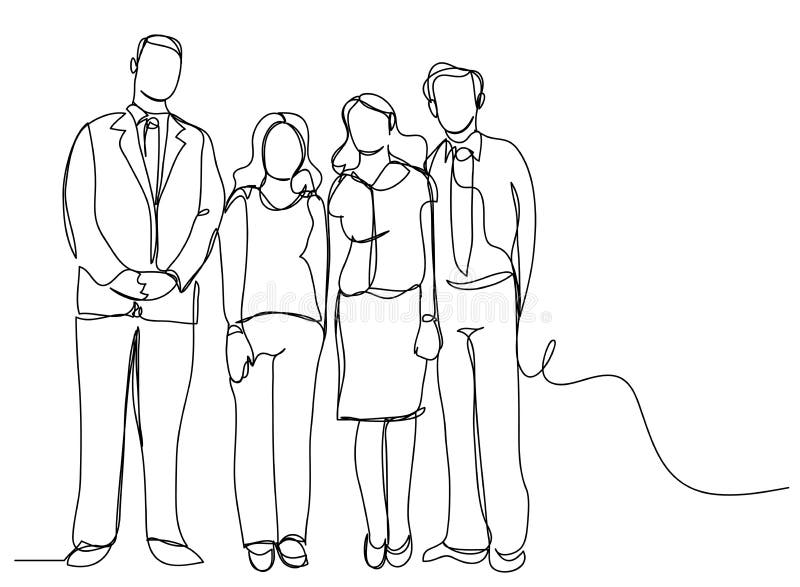 Continuous Line Drawing of a Group of Friends Enjoying a Line Dancing ...