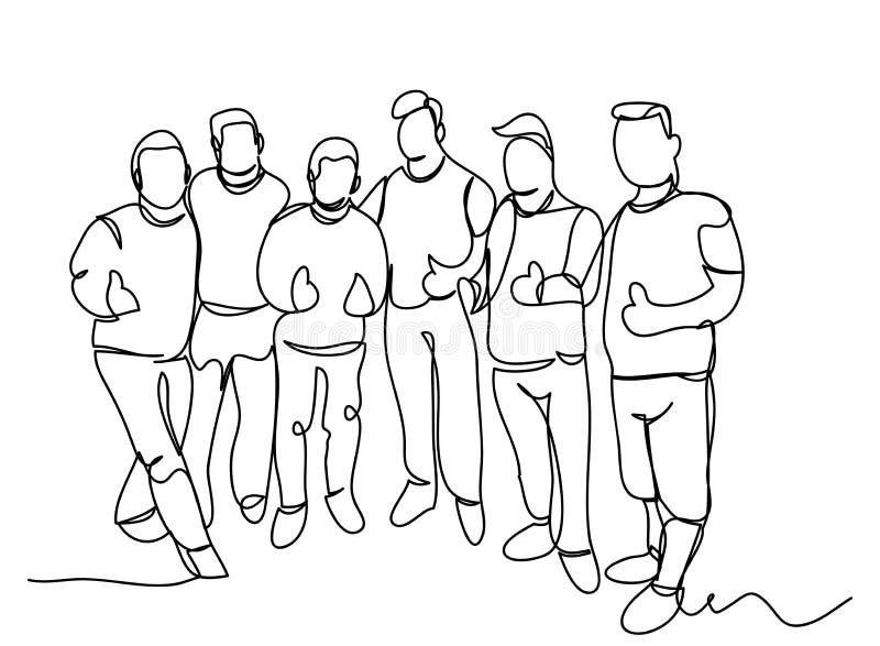Continuous Line Drawing of a Group of Friends Enjoying a Line Dancing ...