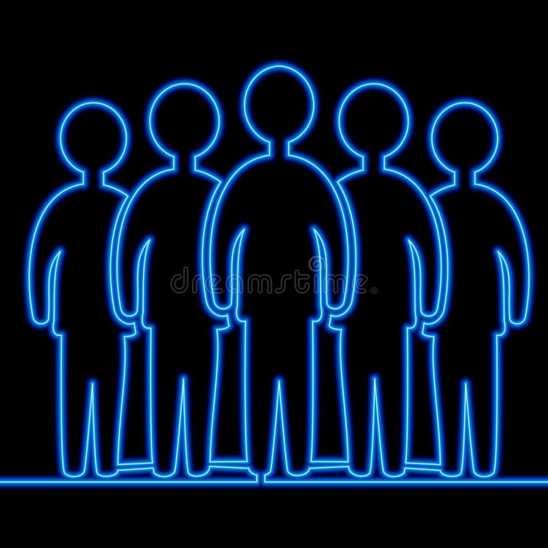 Continuous Line Drawing Group Team Members Neon Stock Vector ...