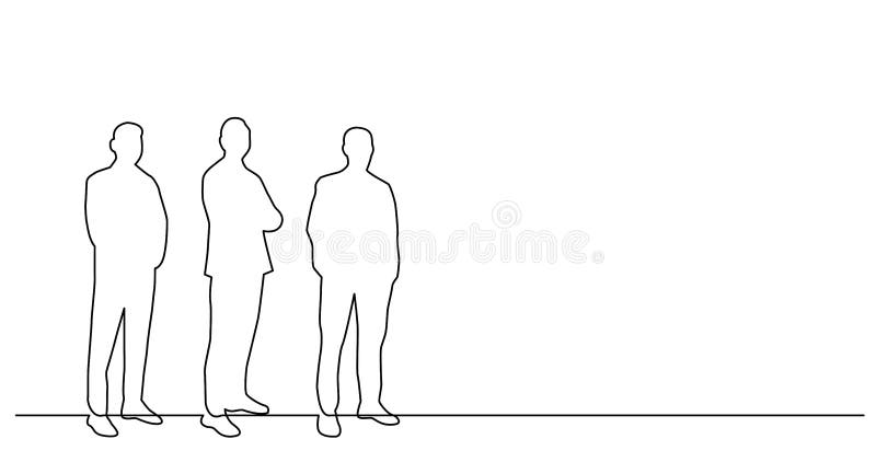 Three Standing Friends In Suits - One Line Drawing Stock Illustration ...