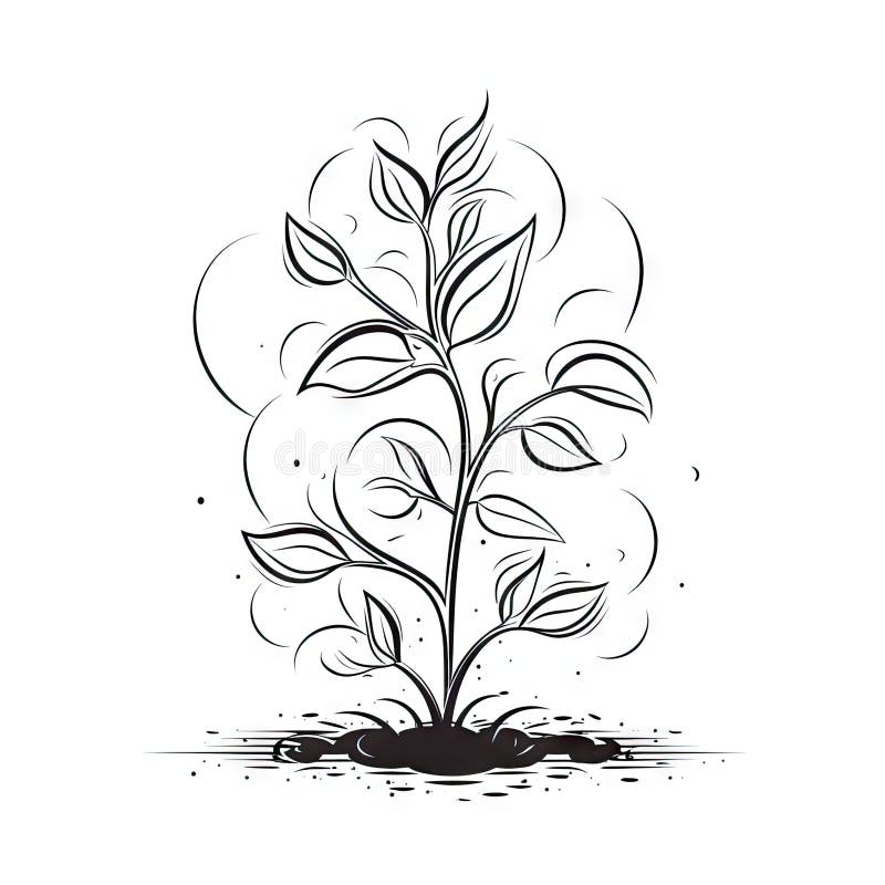 Continuous Line Drawing of a Growing Plant with Simple Linear Style for ...