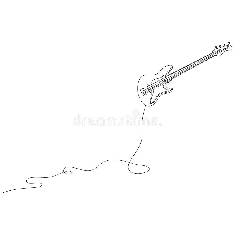 Continuous Line Drawing of Guitar. Minimalist Style Vector Illustration ...