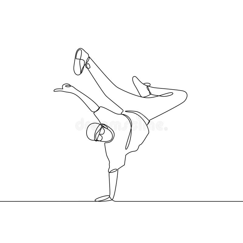 Continuous Line Drawing. the Guy is Dancing a Modern Dance. BREAKING ...