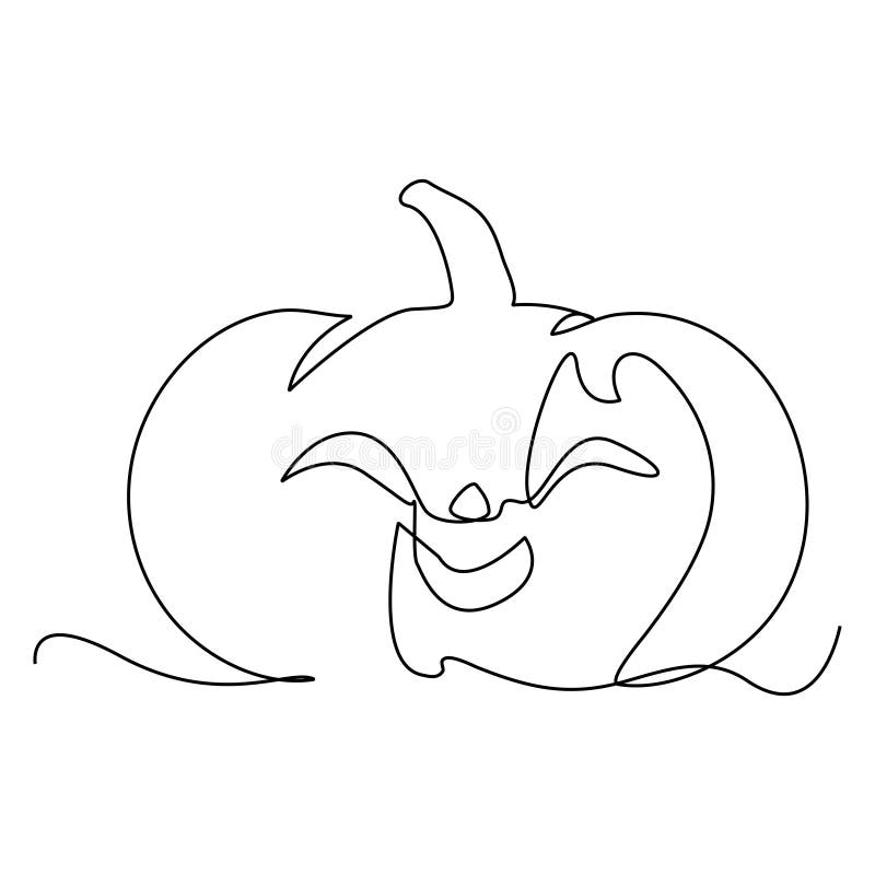 Continuous Line Drawing of Halloween Pumpkin. Vector Illustration Stock ...