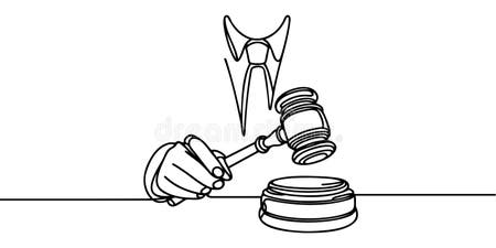 Continuous Line Drawing of Hammer Judge on Black and White Background ...