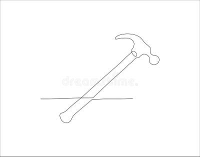 Continuous Line Drawing of Hammer. One Line of Hammer. Hammer ...
