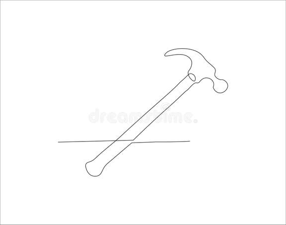 Continuous Line Drawing of Hammer. One Line of Hammer. Hammer ...