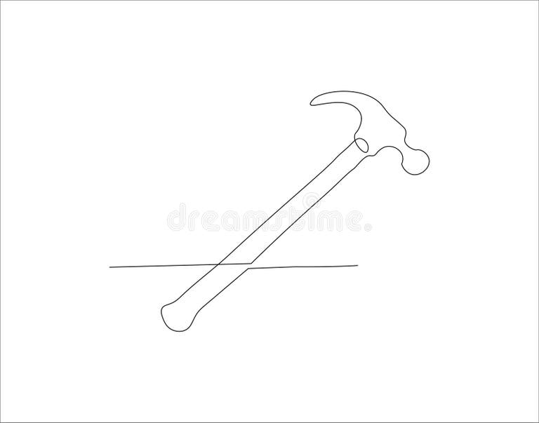 Continuous Line Drawing of Hammer. One Line of Hammer. Hammer ...