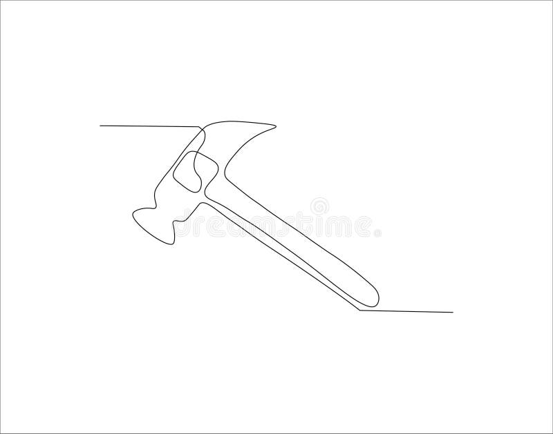 Continuous Line Drawing of Hammer. One Line of Hammer. Hammer ...