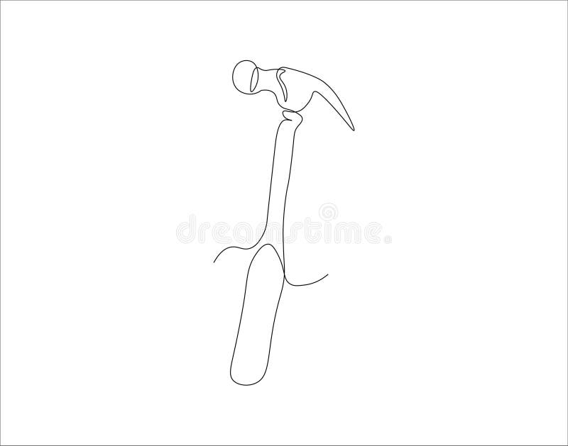 Continuous Line Drawing of Hammer. One Line of Hammer. Hammer ...