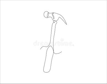 Continuous Line Drawing of Hammer. One Line of Hammer. Hammer ...