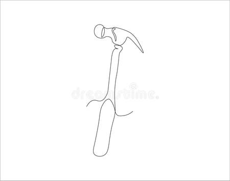 Continuous Line Drawing of Hammer. One Line of Hammer. Hammer ...