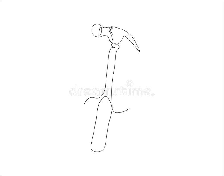 Continuous Line Drawing of Hammer. One Line of Hammer. Hammer ...