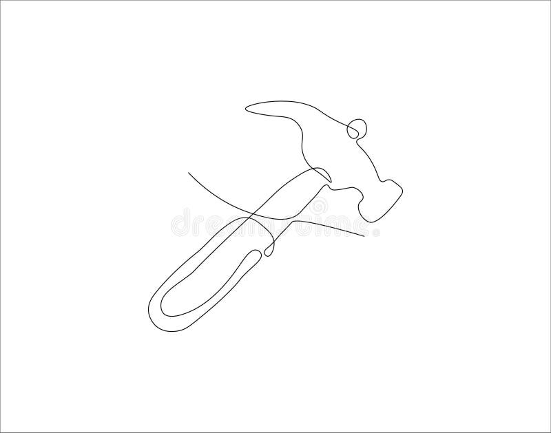 Continuous Line Drawing of Hammer. One Line of Hammer. Hammer ...