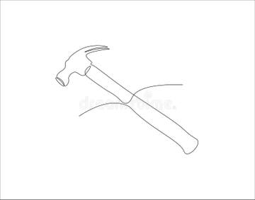 Continuous Line Drawing of Hammer. One Line of Hammer. Hammer ...