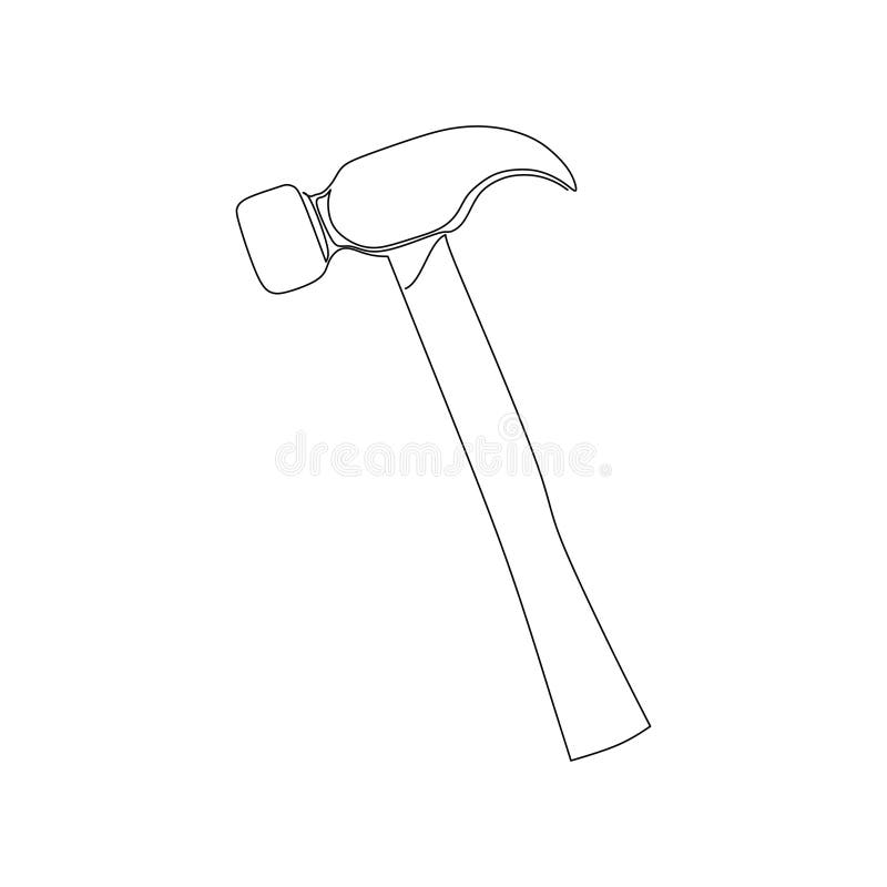 Continuous Line Drawing of a Hammer. Simple Flat Hand Drawn Style ...