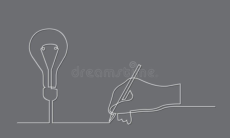 Continuous Line Drawing of Hand Creating a New Idea Stock Vector ...