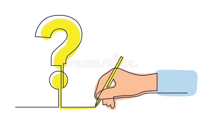 Continuous Line Drawing of Hand Drawing a Question Stock Vector ...