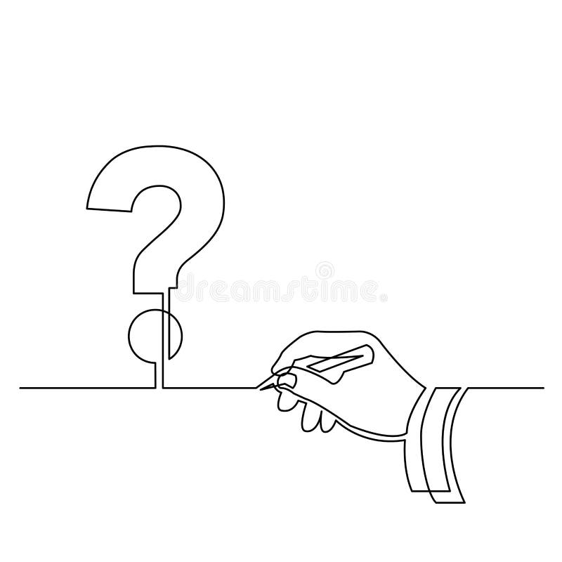 Continuous Line Drawing of Hand Drawing a Question Stock Vector ...