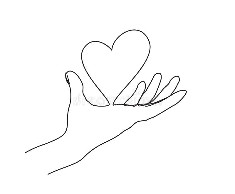 Continuous Line Drawing of Hand Giving Heart Shape for Peace and ...