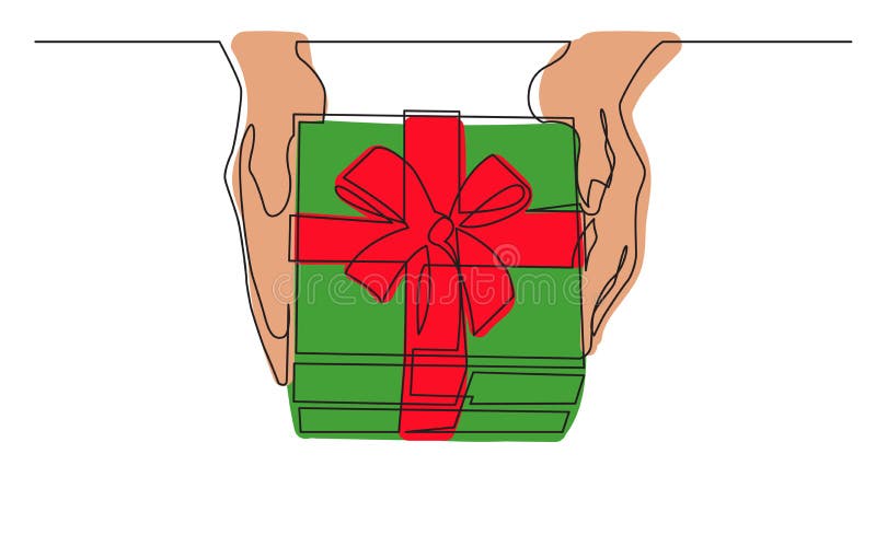 Continuous Line Drawing of Hand Hands Giving Gift Box Stock Vector ... Continuous Line Drawing of Hand Hands Giving Gift Box Stock Vector ...