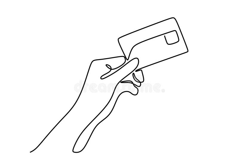 Continuous Line Drawing Hand Holding a Bank Credit Card Stock Vector ...