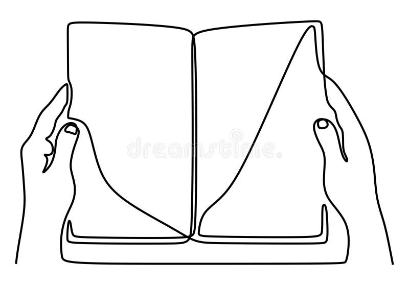 Continuous Line Drawing of a Hand Holding a Book - Simple Illustration ...