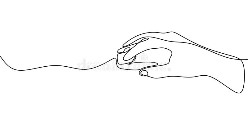 Continuous Line Drawing of Hand Holding Computer Mouse for Office Work ...