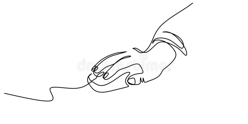 Continuous Line Drawing of Hand Holding Computer Mouse for Office Work ...