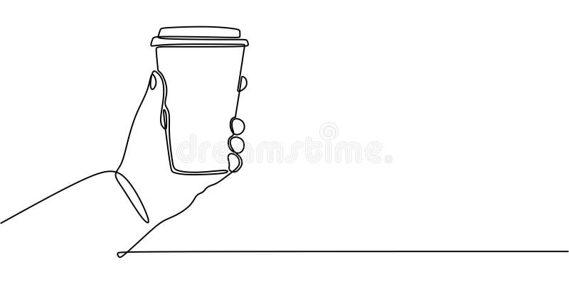 Continuous Line Drawing of Hand Holding a Cup of Coffee. Representing ...
