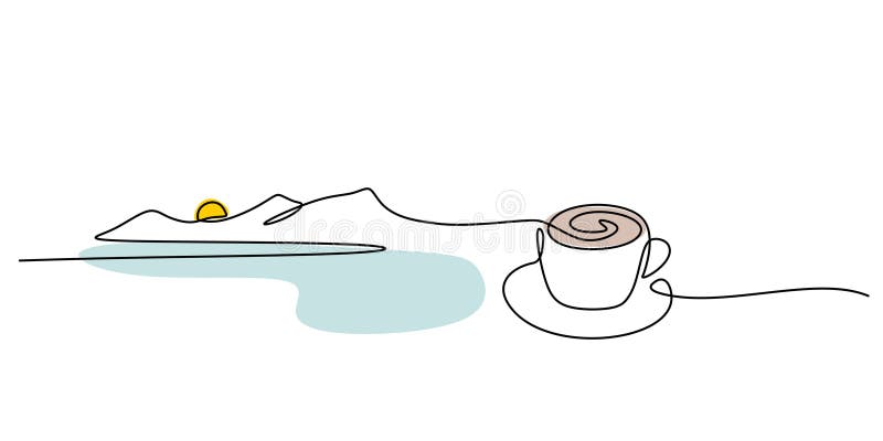 Continuous Line Drawing of Hand Holding a Cup of Coffee. Representing ...