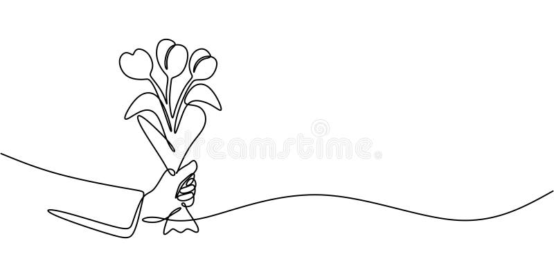 Continuous Line Drawing of Hand Holding a Flower. Symbol of Peace and ...