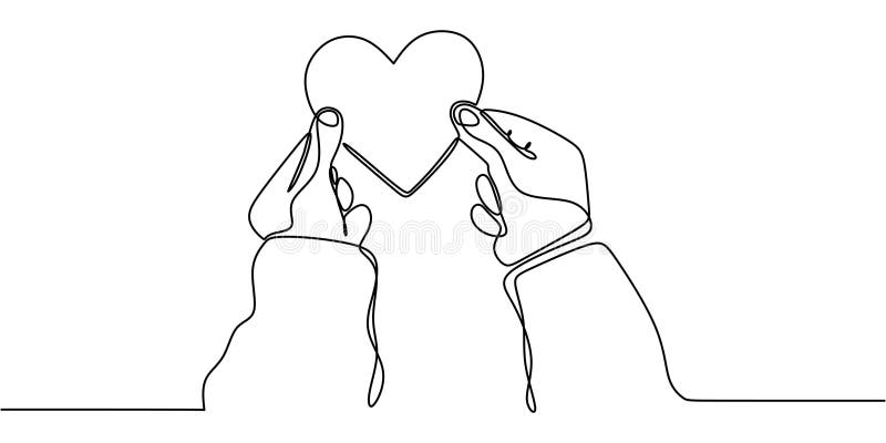 Continuous Line Drawing of Hand Holding a Heart. Symbol of Affection ... Continuous Line Drawing of Hand Holding a Heart. Symbol of Affection ...