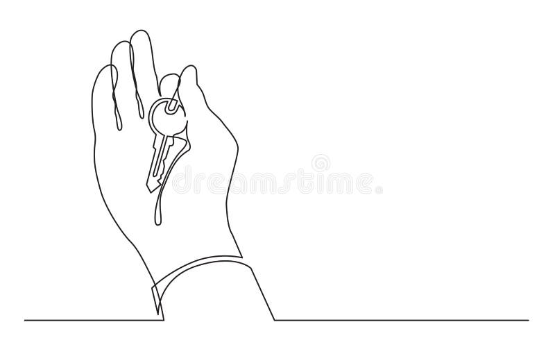 Continuous Line Drawing of Hand Holding Key Stock Vector - Illustration ...