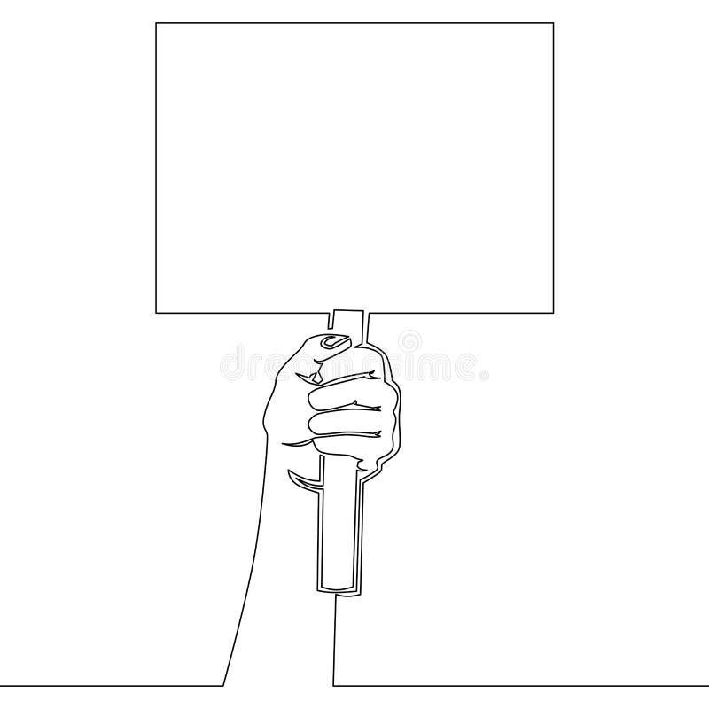 Continuous Line Drawing Hand Holding Placard Stock Vector ...