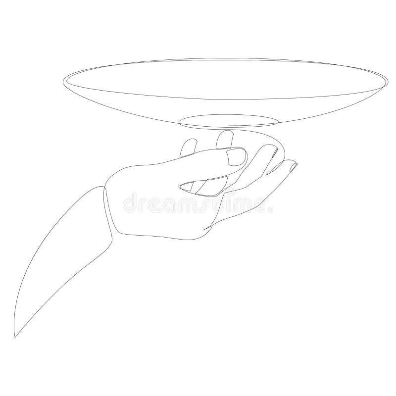Continuous Line Drawing of a Hand Holding a Plate. Vector Illustration ...
