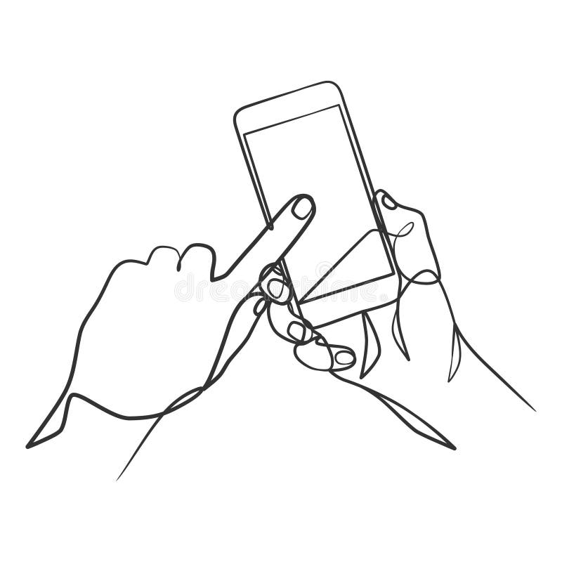 Continuous Line Drawing of Hand Holding Smart Phone Stock Vector ...
