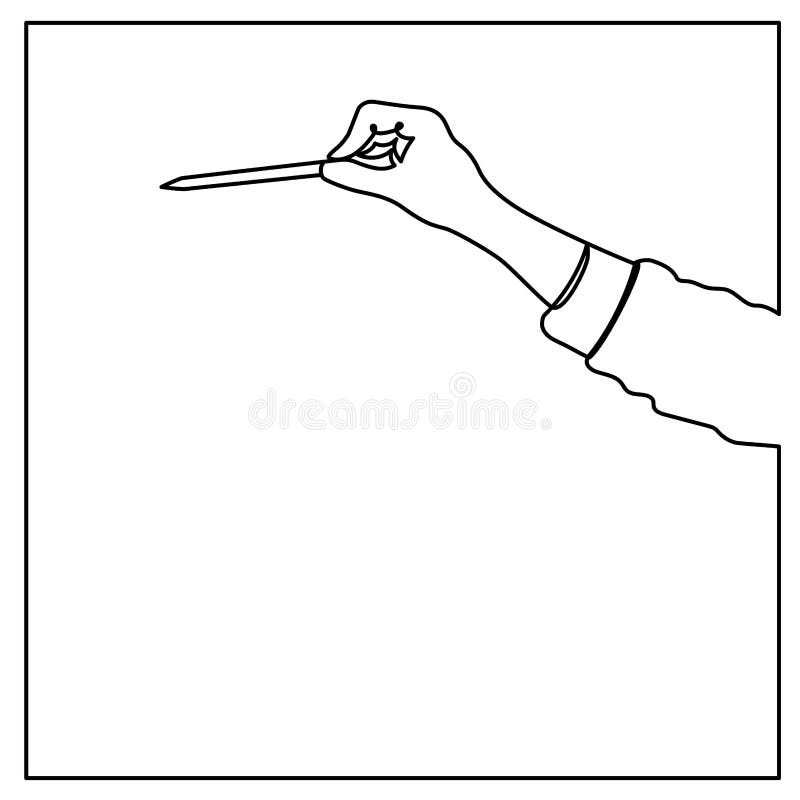 Continuous Line Drawing of Hand Pointing with a Pen in Hand, Vector ...