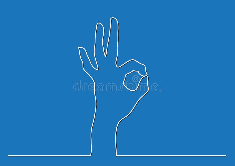 Continuous Line Drawing of Hand Showing OK Gesture Stock Vector ...