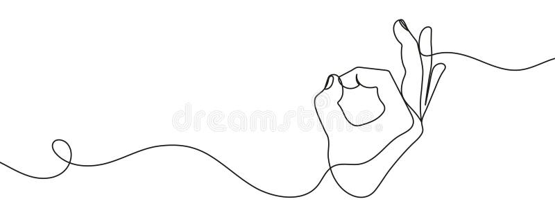 Continuous Line Drawing of a Hand Symbol Okay. Stock Vector ...