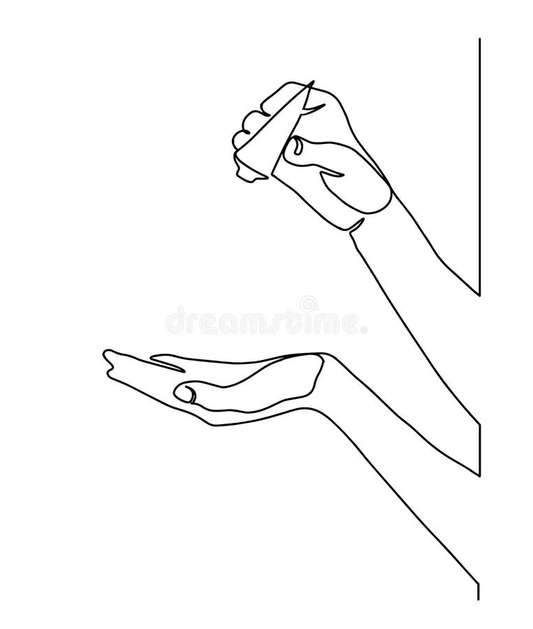 Continuous Line Drawing of Hand Testing Moisturizing Skin Cream. Hand ...