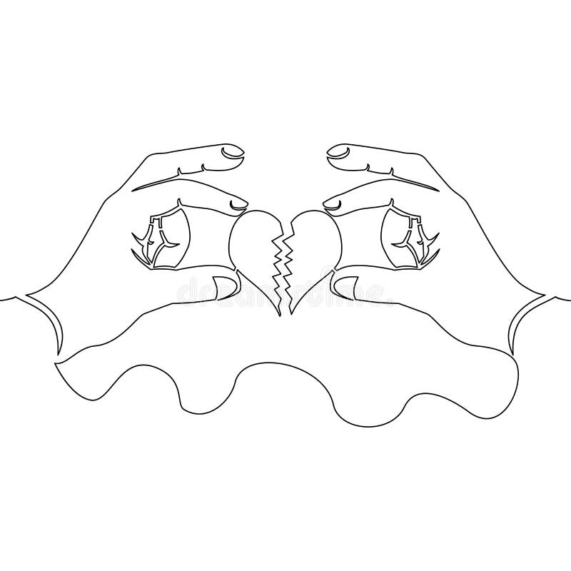 Single Continuous Line Drawing Heart Broken Stock Illustrations 9