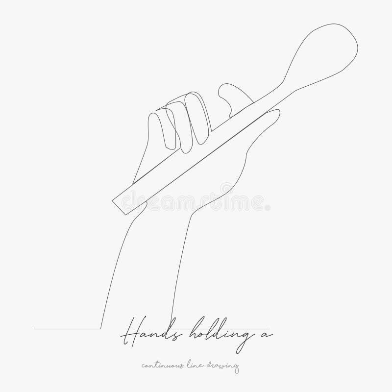 Continuous Line Drawing. Hands Holding a Spoon. Simple Vector ...