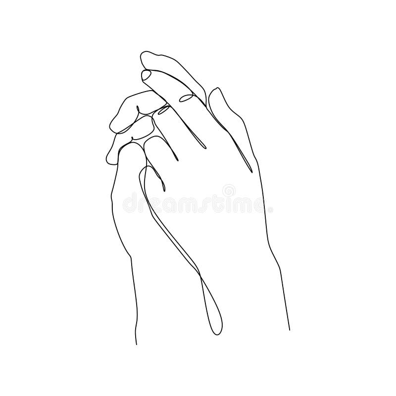Continuous Line Drawing Hands Holding Together Stock Illustrations ...