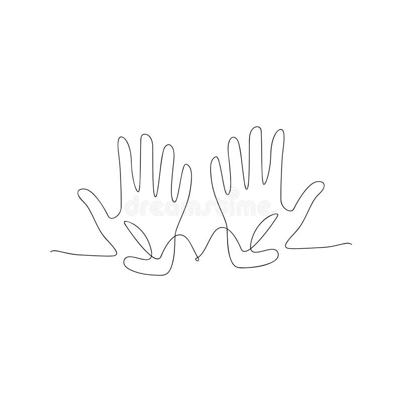 Continuous Line Drawing of Hands. Isolated Sketch Drawing of Hands Line ...