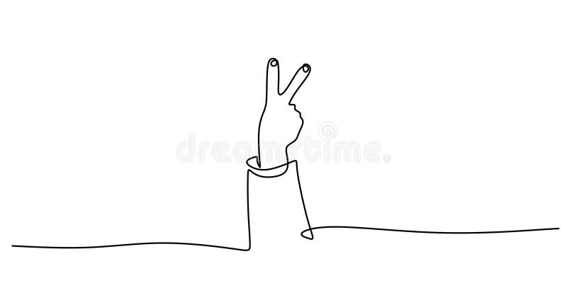 Continuous Line Drawing of Hands Making Peace Symbol Minimalist Design ...