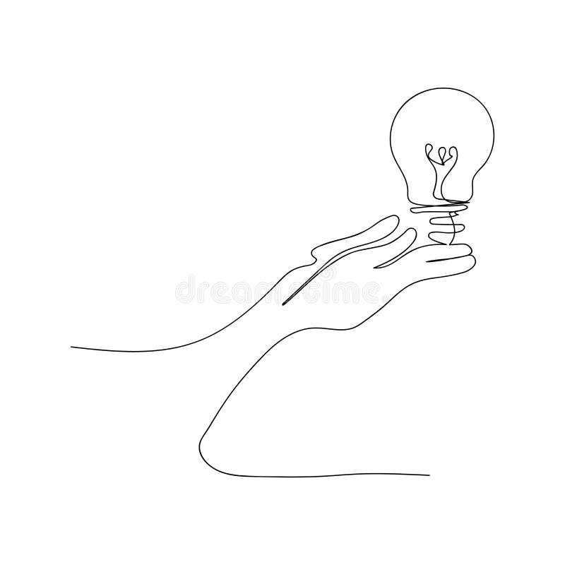 Hands Light Bulb Line Drawing Stock Illustrations – 187 Hands Light ...