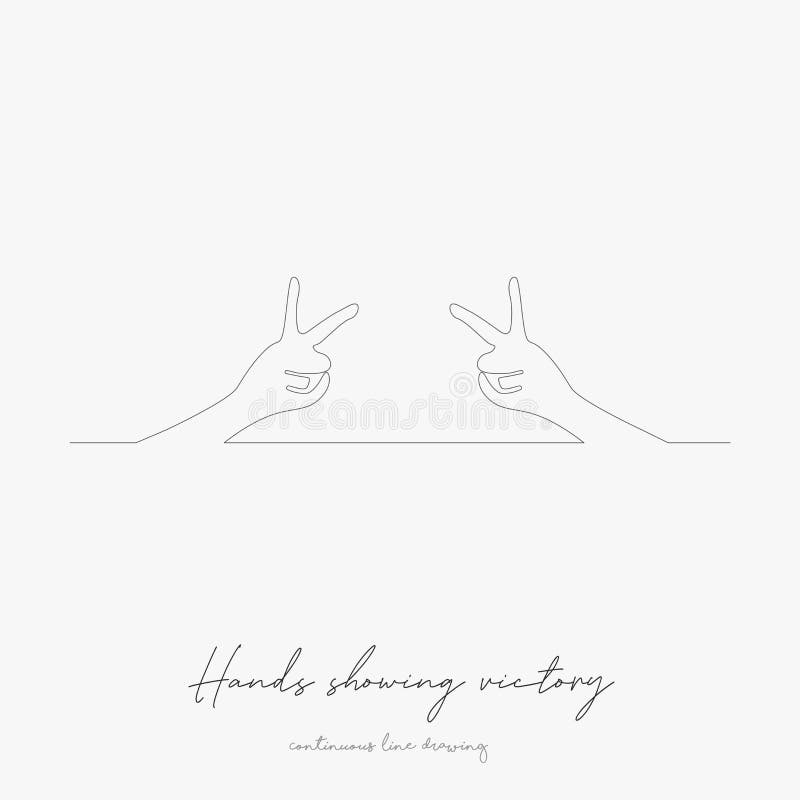 Continuous Line Drawing. Hands Showing Victory. Simple Vector ...