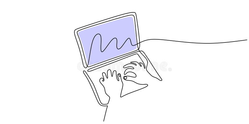Continuous Line Drawing of Hands Typing on Keyboard for Work and Office ...